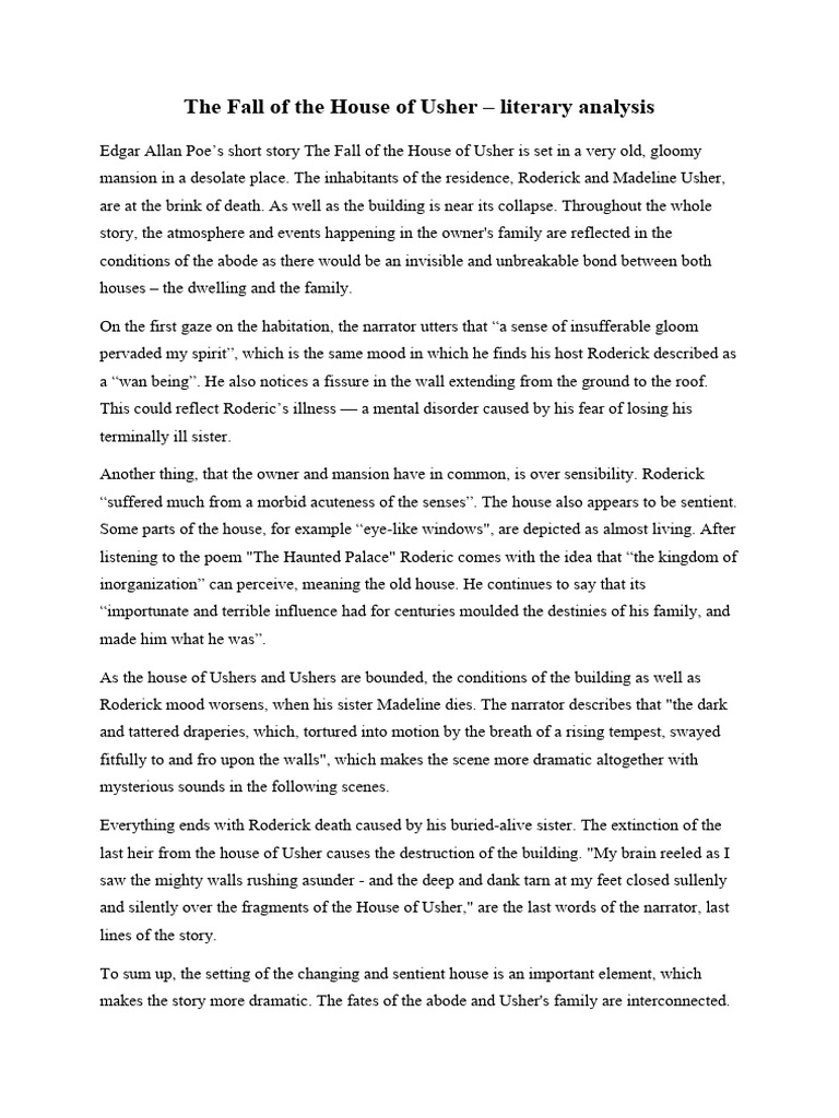 Fall of the House of Usher Analysis | PDF