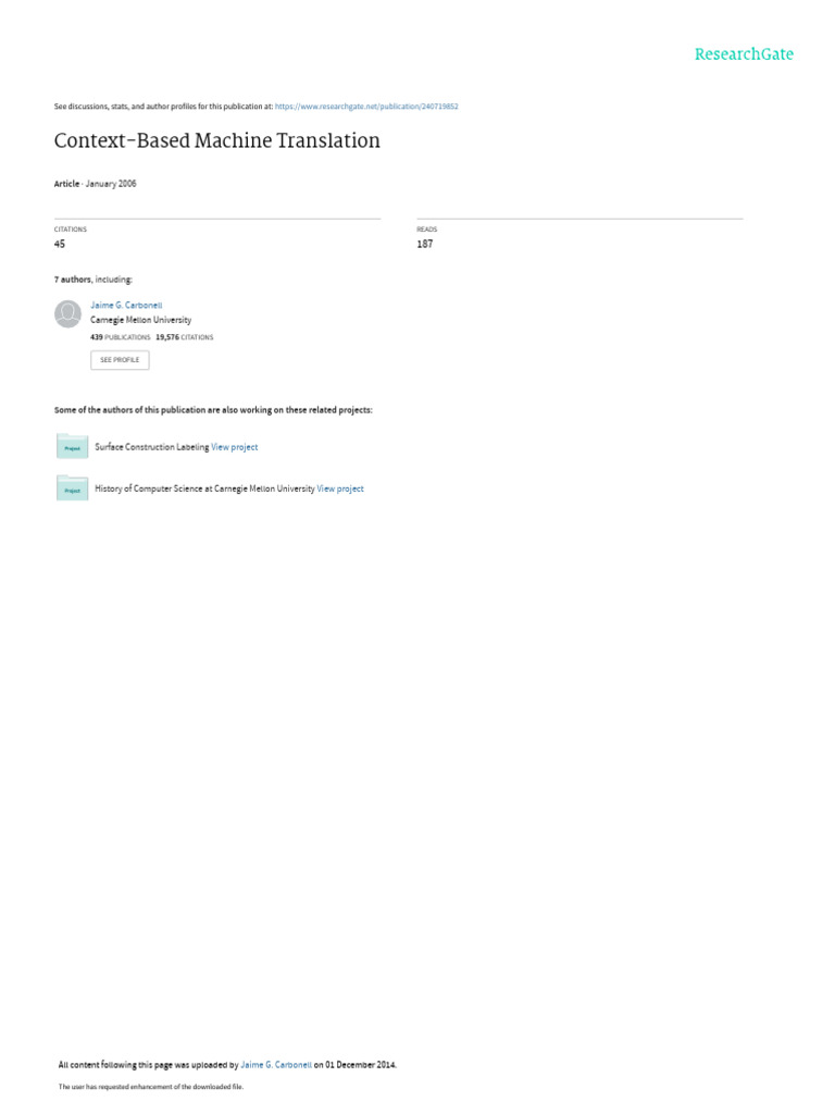 Context-Based Machine Translation | PDF | Translations | Word