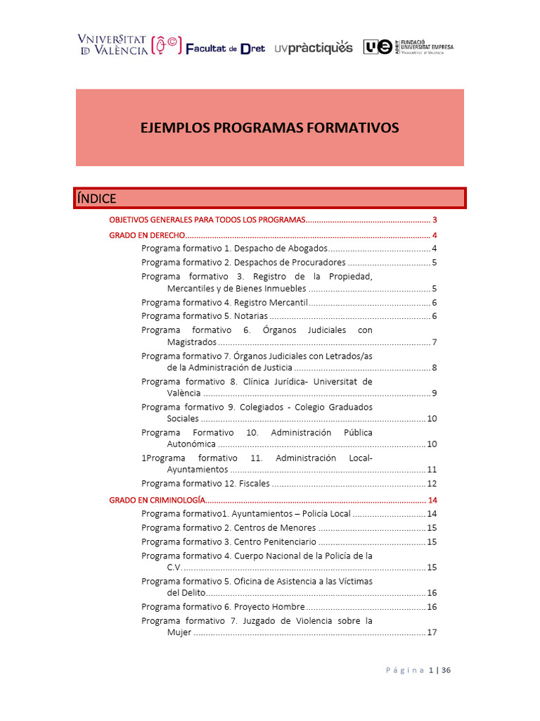 Ejemplos de Programas Formativos Jurídicos | PDF | Victimologia | Fiscal