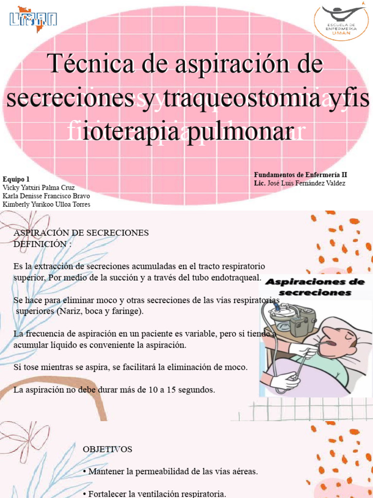 Técnica de aspiración de secreciones y traqueostomia y fisioterapia ...