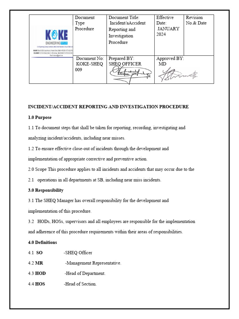 Incident or Accident Reporting & Investigation | PDF | First Aid | Traffic Collision