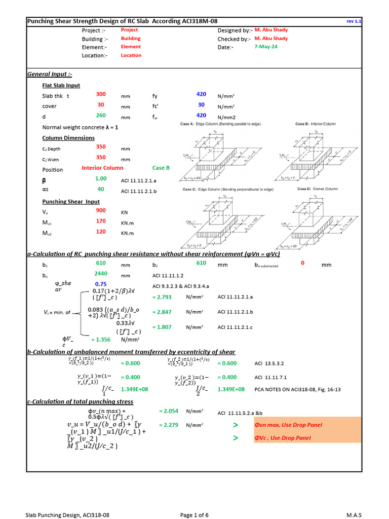 Slab Punching Design According ACI318-08 | PDF | Applied And ...