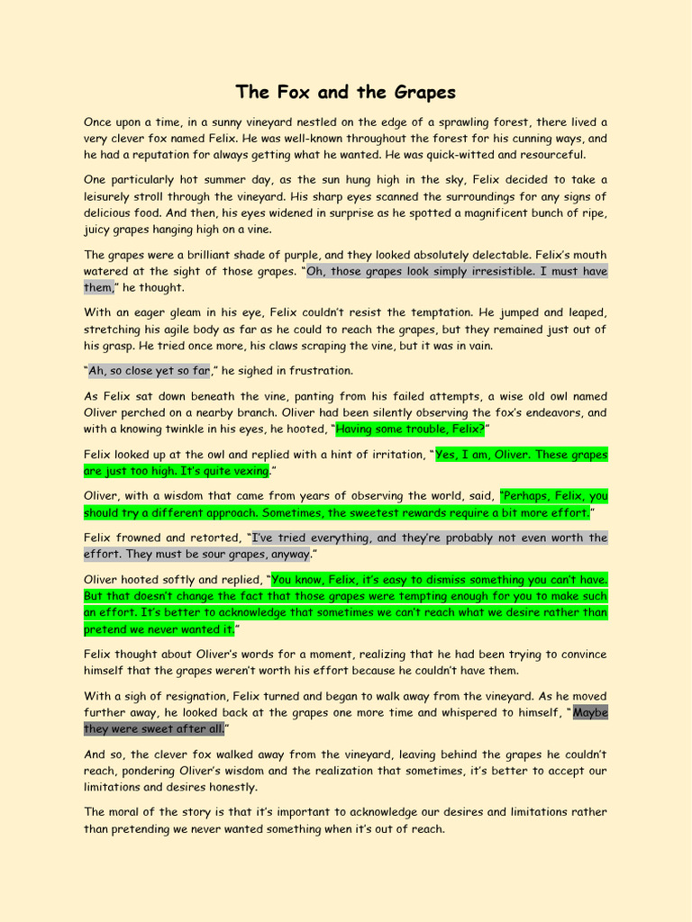 The Fox and the Grapes | PDF