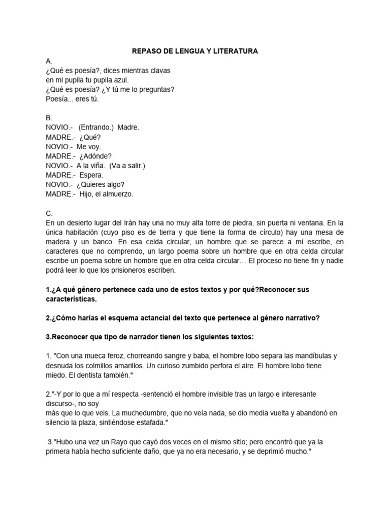 -Repaso 1 - 3° LyL | PDF