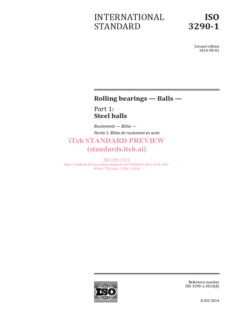 ISO 3290 Rolling Bearings - Balls - Steel Balls - 2014 | PDF | International Organization For ...