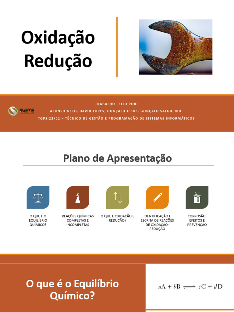 Oxidação e Redução | PDF | Reações químicas | Equilíbrio químico