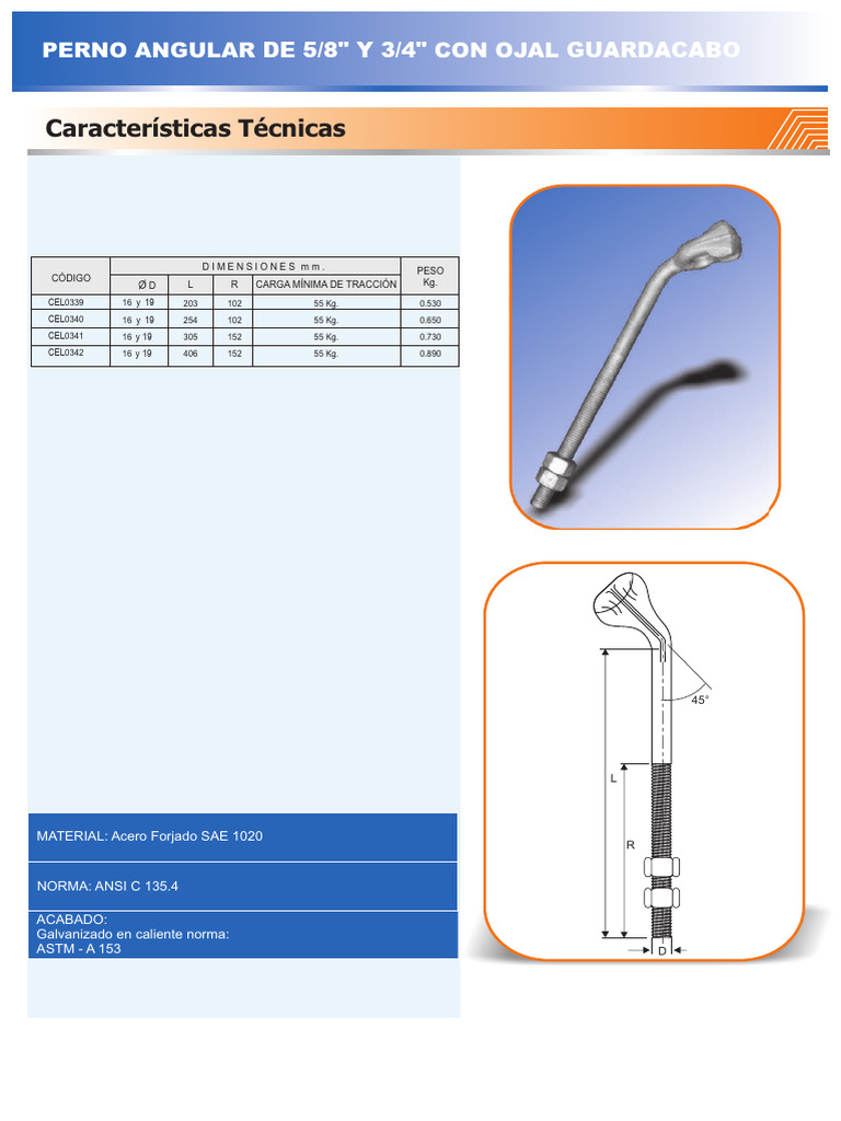Perno Ojo Angular Con Guardacabo | PDF