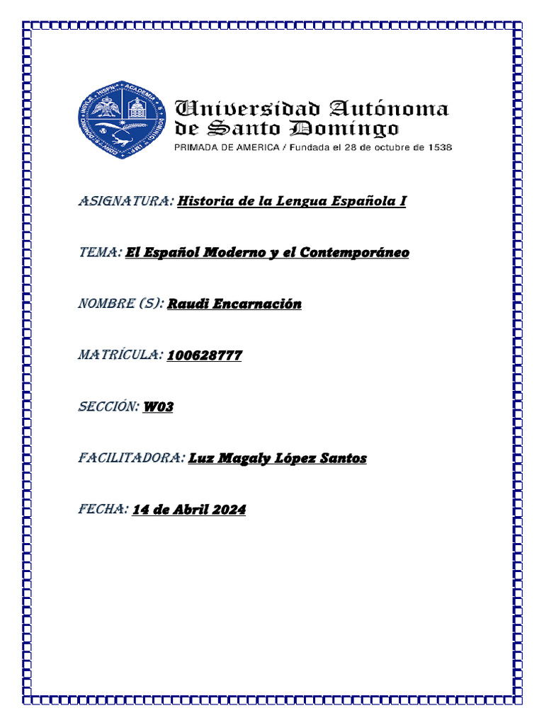 El Español Moderno y el Contemporáneo (Raudi Encarnación) | PDF ...