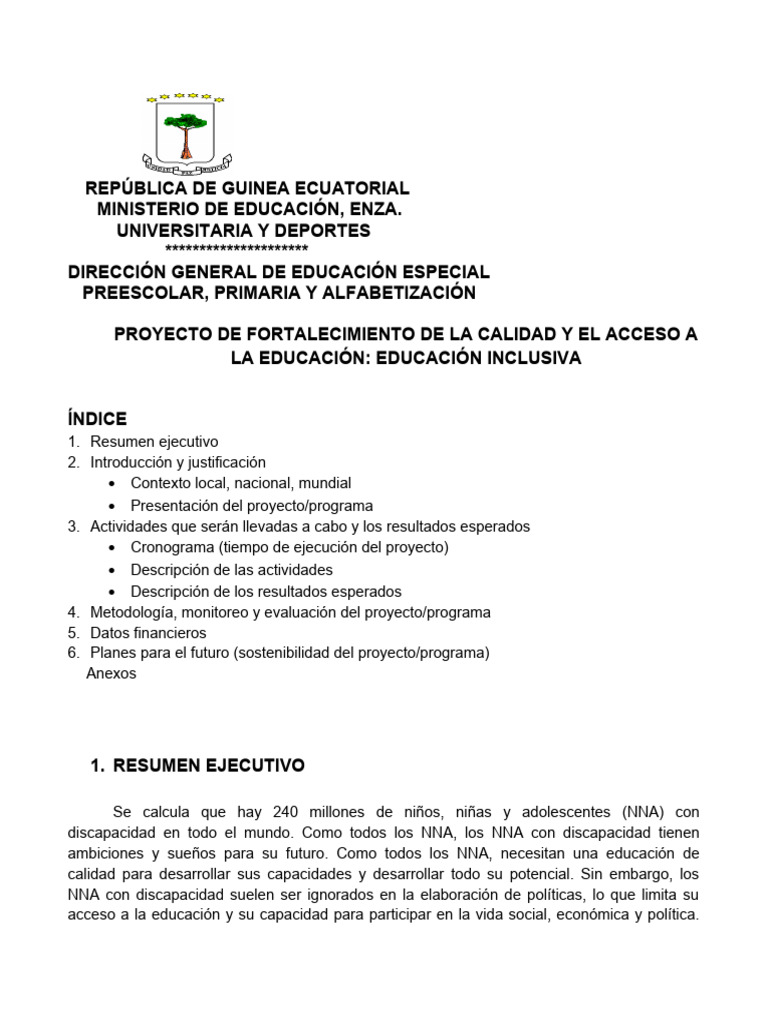 Propuesta Educacion Inclusiva UNICEF | PDF | Educación de la primera ...