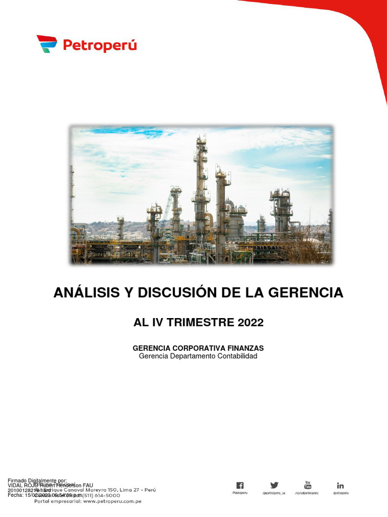 Analisis-y-Discusion-Gerencial-al-31Dic2022 Petroperú | PDF | Business | Petróleo