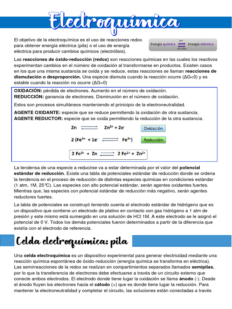 7. Electroquímica | PDF | Redox | Electroquímica