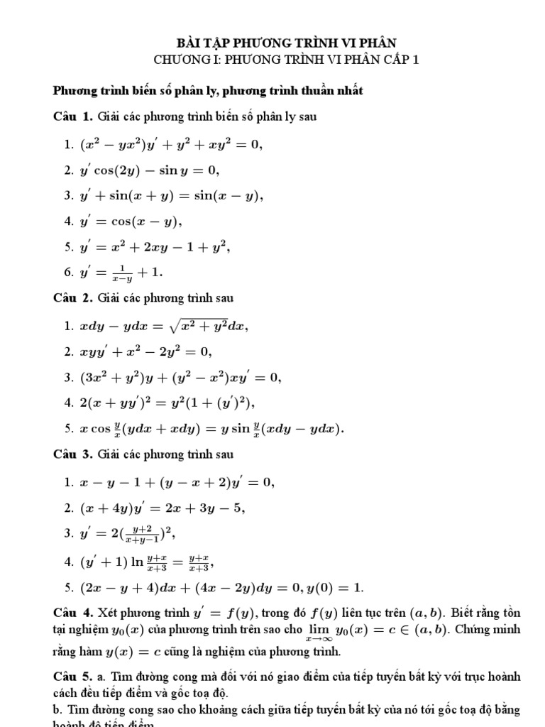 Bai Tap Phuong Trinh Vi Phan | PDF