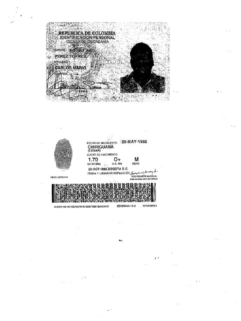 Cedula Carlos Mario Perez | PDF
