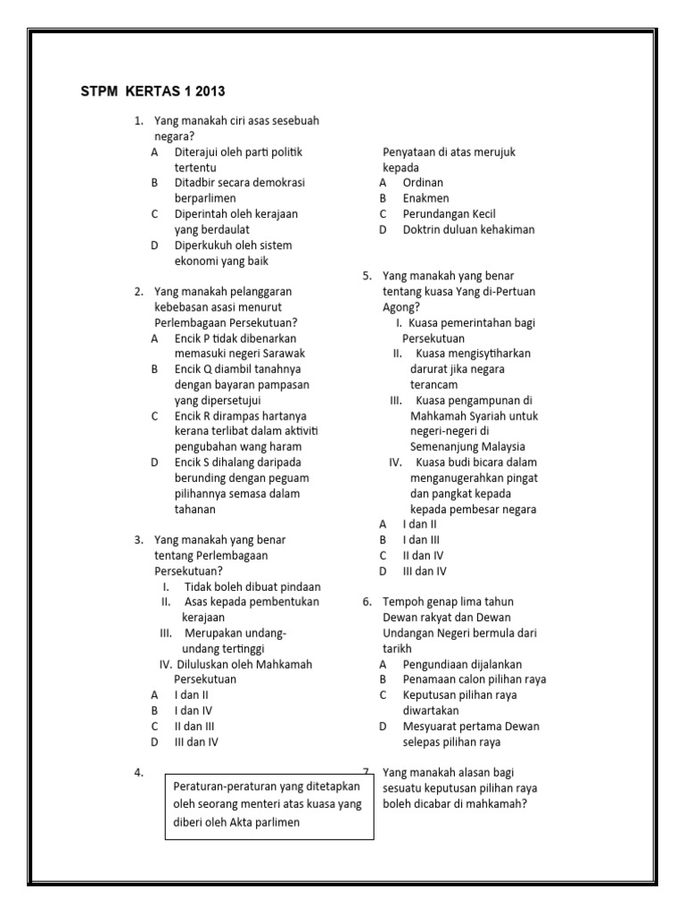 P1 Bah A STPM 2013-2020 | PDF