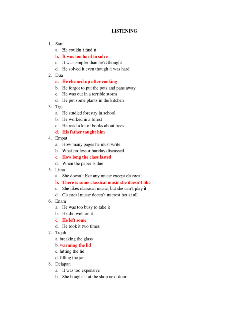 Listening Comprehension Exercises | PDF
