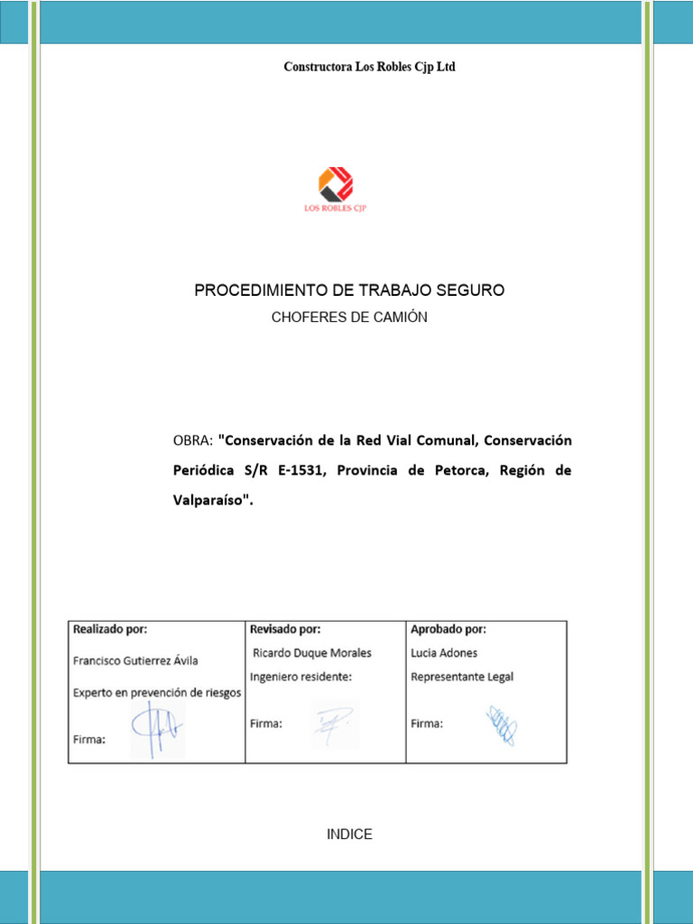 Procedimiento Seguro para Choferes en Obra | PDF | Licencia de conducir ...