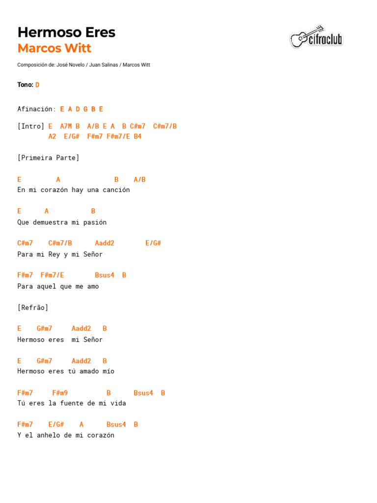Cifra Club - Marcos Witt - Hermoso Eres | PDF