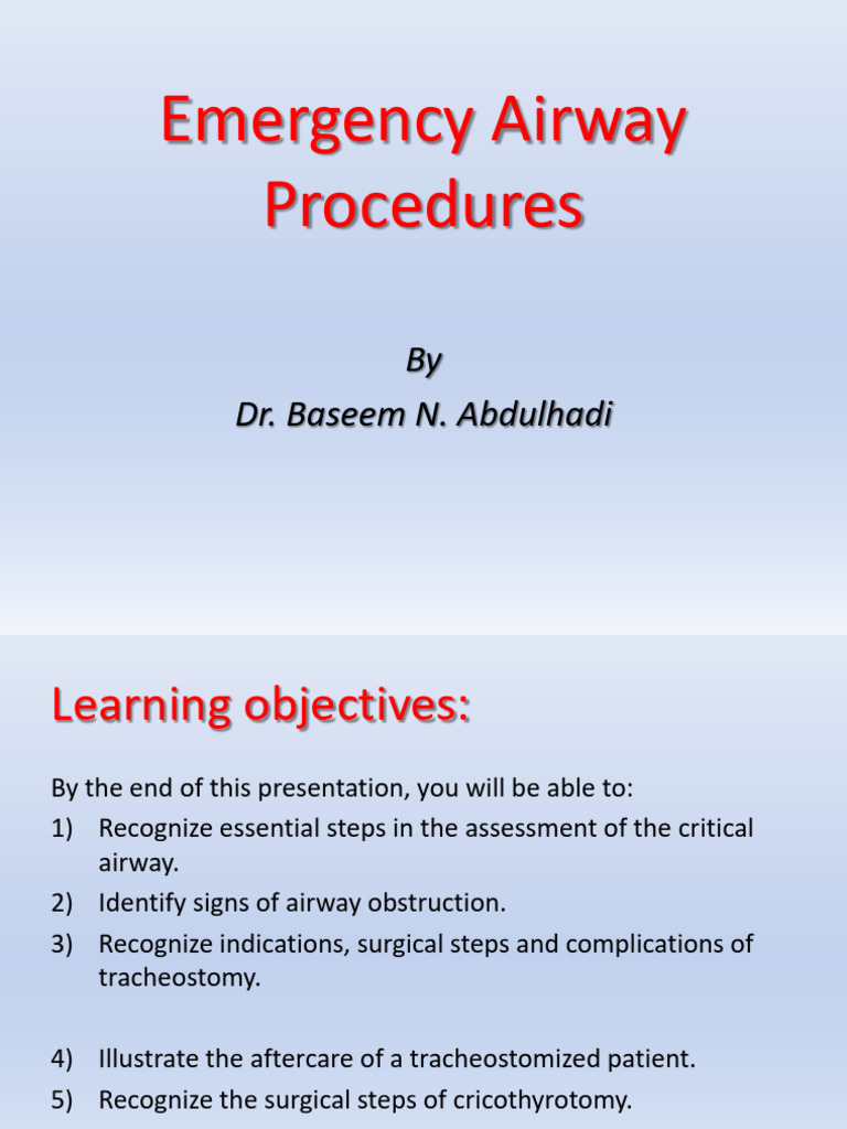 Emergency Airway Techniques Guide | PDF | Respiratory Tract | Larynx