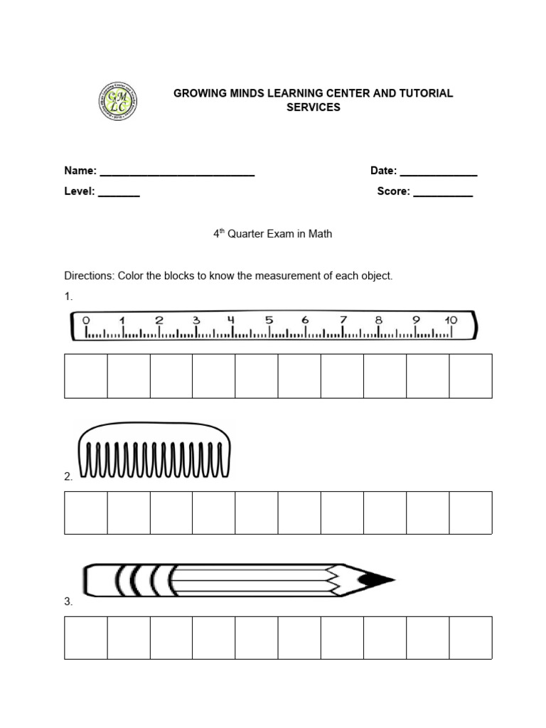 4th Quarter Math Exam Worksheet | PDF