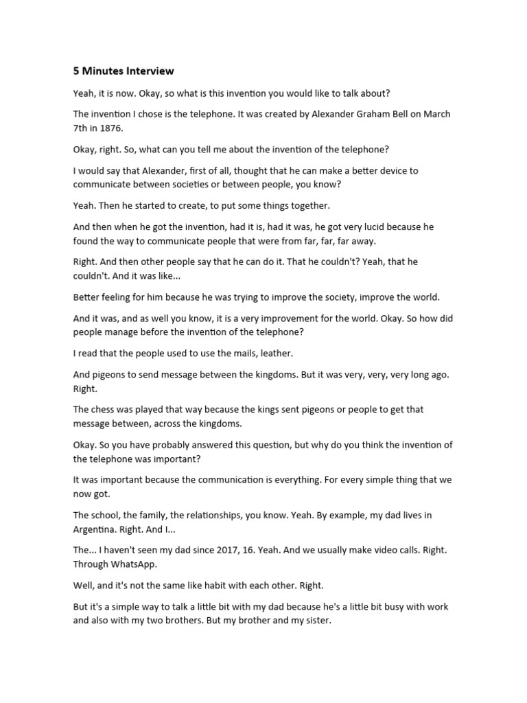 5 Minutes Interview | PDF