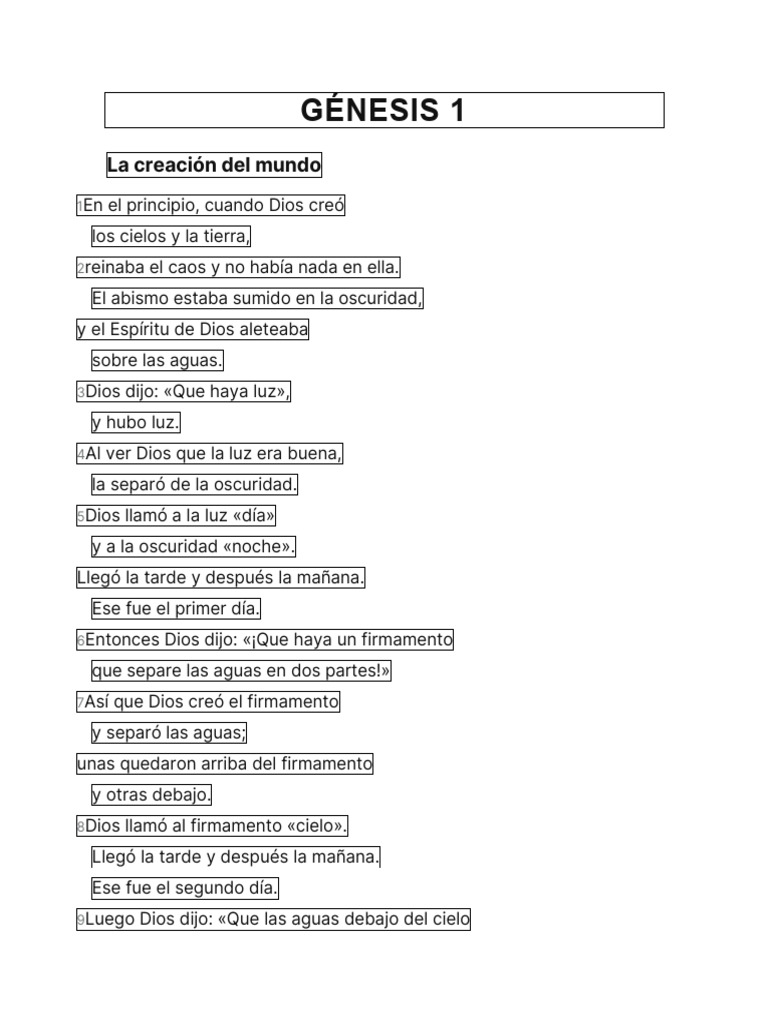 Génesis 1 | PDF | Narrativa de la creación del Génesis