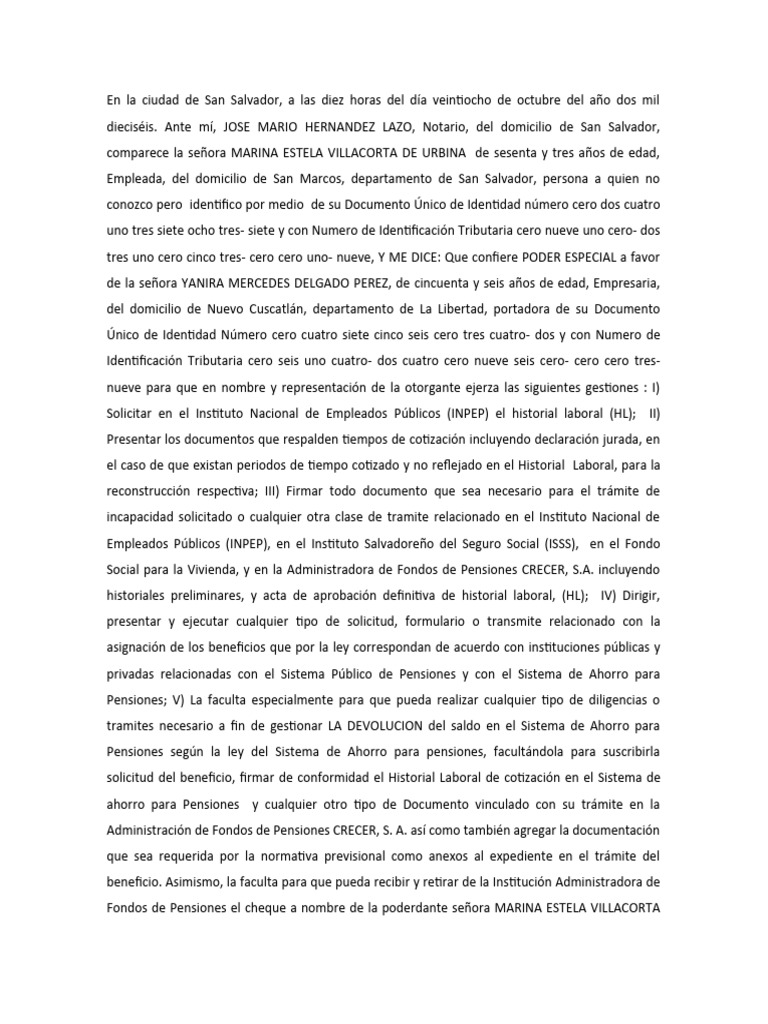 PODER-DAVID. MANDATO | PDF | Pensión