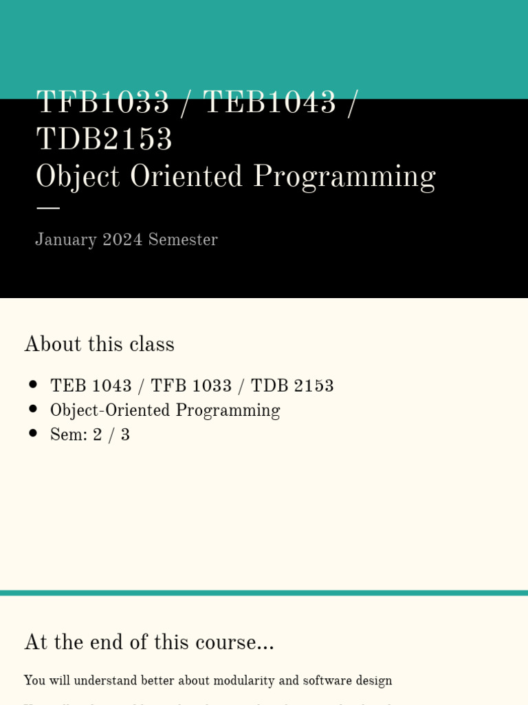 OOP Lecture 1 | PDF | Object Oriented Programming | Integer (Computer ...