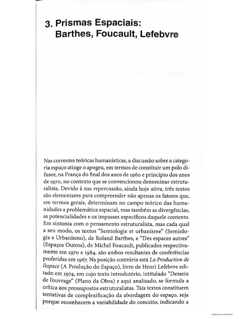 Prismas Espaciais Barthes, Foucault, Lefebvre | PDF
