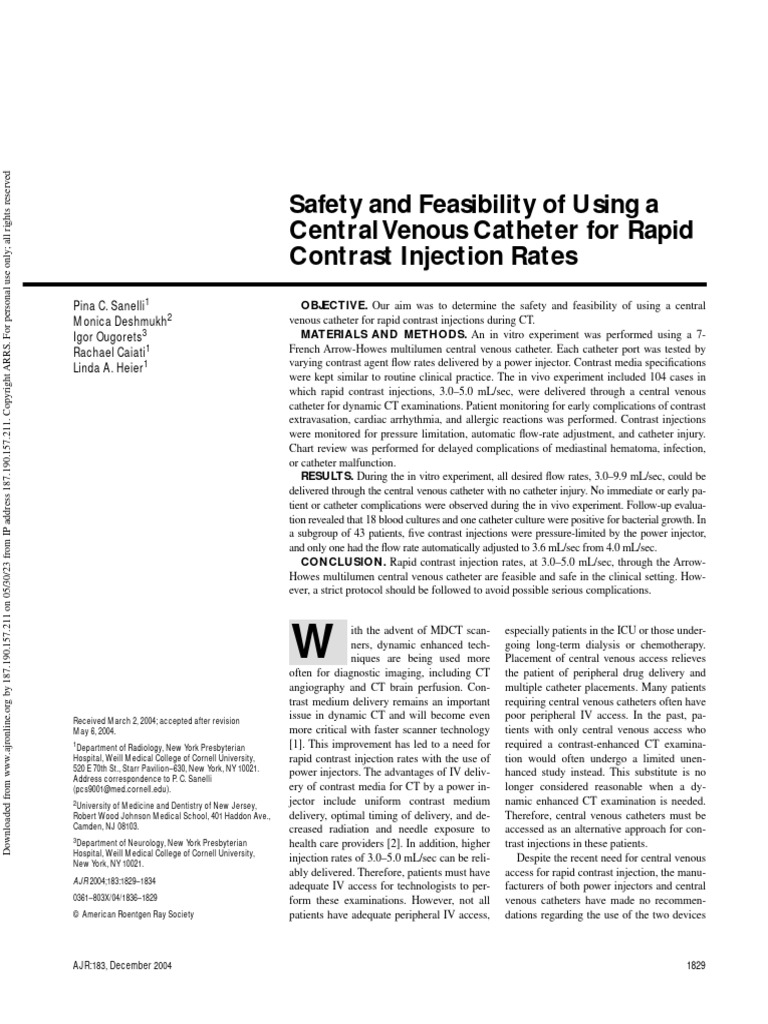 Ajr 183 6 01831829 | PDF | Ct Scan | Catheter
