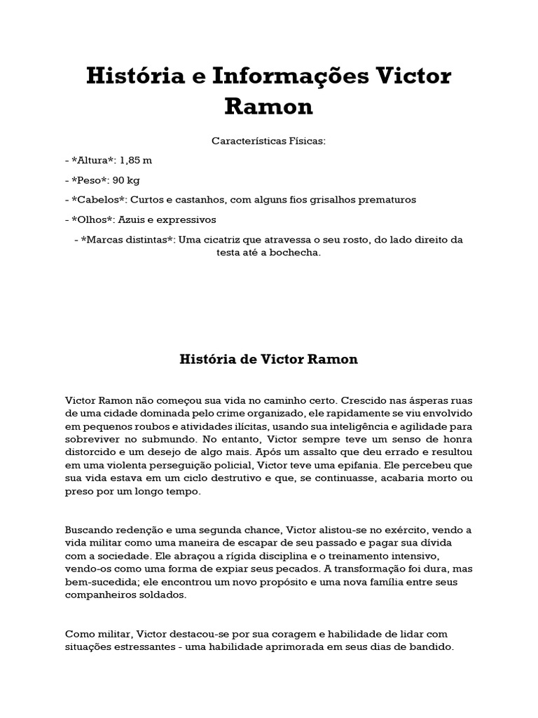 História e Informações Victor Ramon | PDF | Experiência