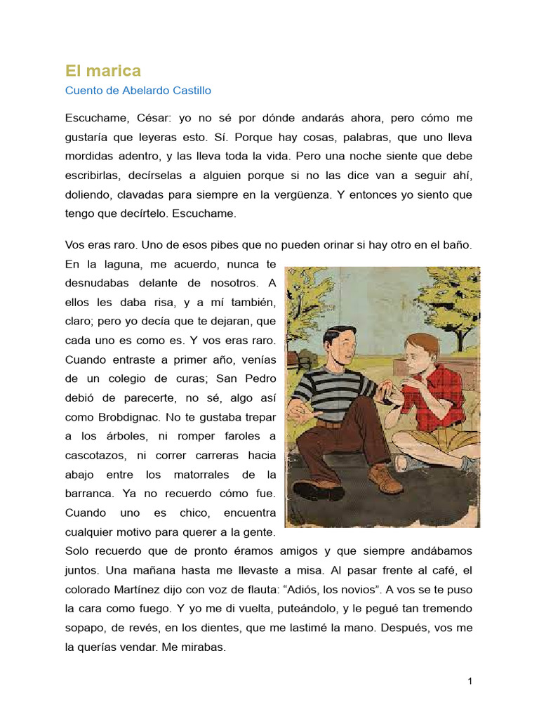 Cuento de Abelardo Castillo - El Marica | PDF