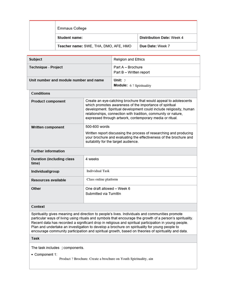 Evaluating Spirituality in Youth Brochure | PDF | Spirituality | Teachers