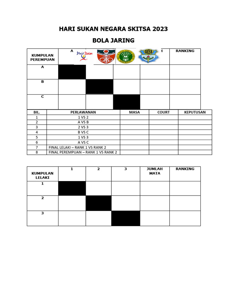 Jadual Netball Jemputan HSN Skitsa 2023 | PDF