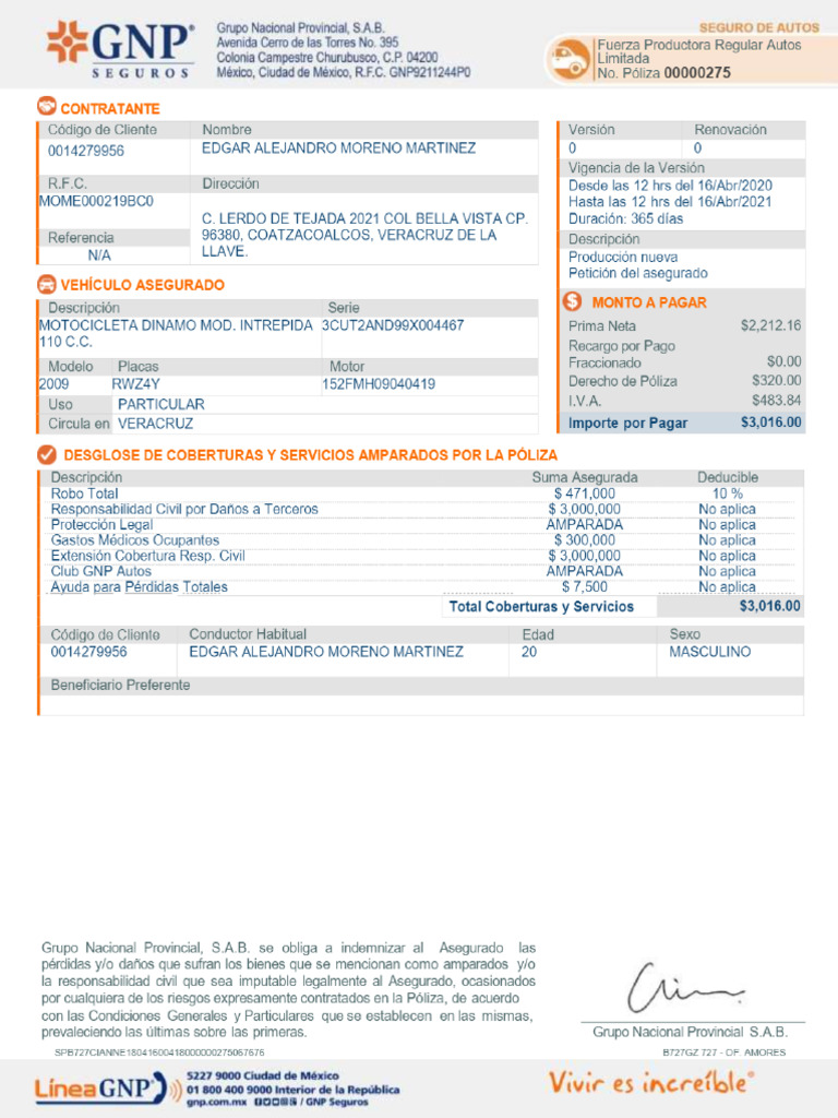 Poliza Seguro Editable | PDF