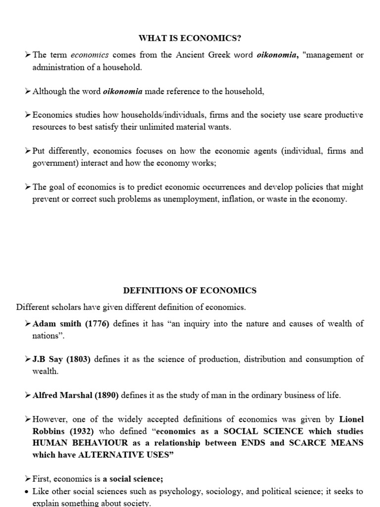 Eco 101 Points | PDF | Economics | Economies