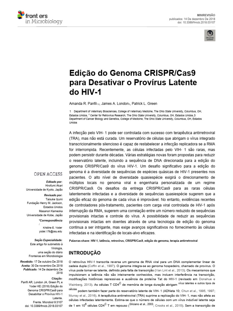 Edição CRISPR/Cas9 do Provírus HIV-1 | PDF | HIV | CRISPR