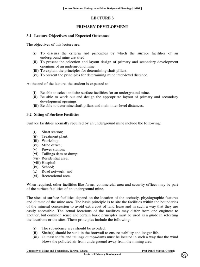 Lect3 Revised 2022 | PDF | Mining | Earth Sciences