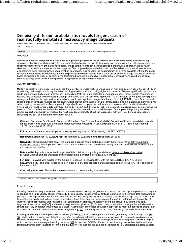 Denoising Diffusion Probabilistic Models For Generation of Realistic Fully-Annotated Microscopy ...