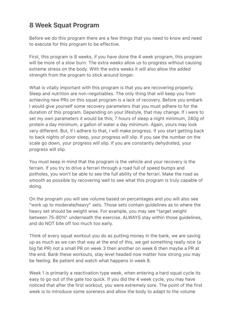 8+Week+Squat+Program | PDF | Determinants Of Health