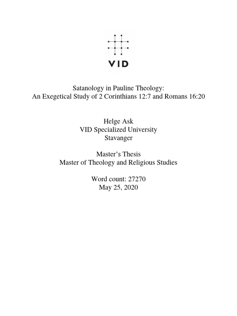 Satanology in 2 Corinthians & Romans | PDF | Paul The Apostle | Bible
