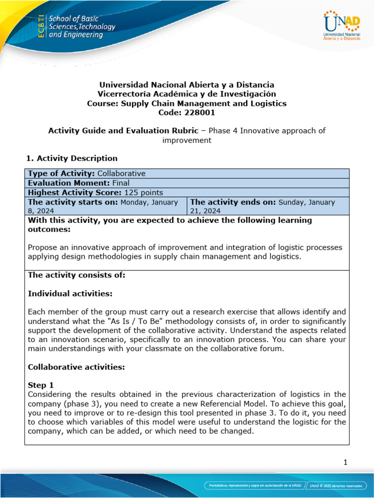Activity Guide and Evaluation Rubric - Unit 3 - Phase 4 - Innovative Approach of Improvement ...