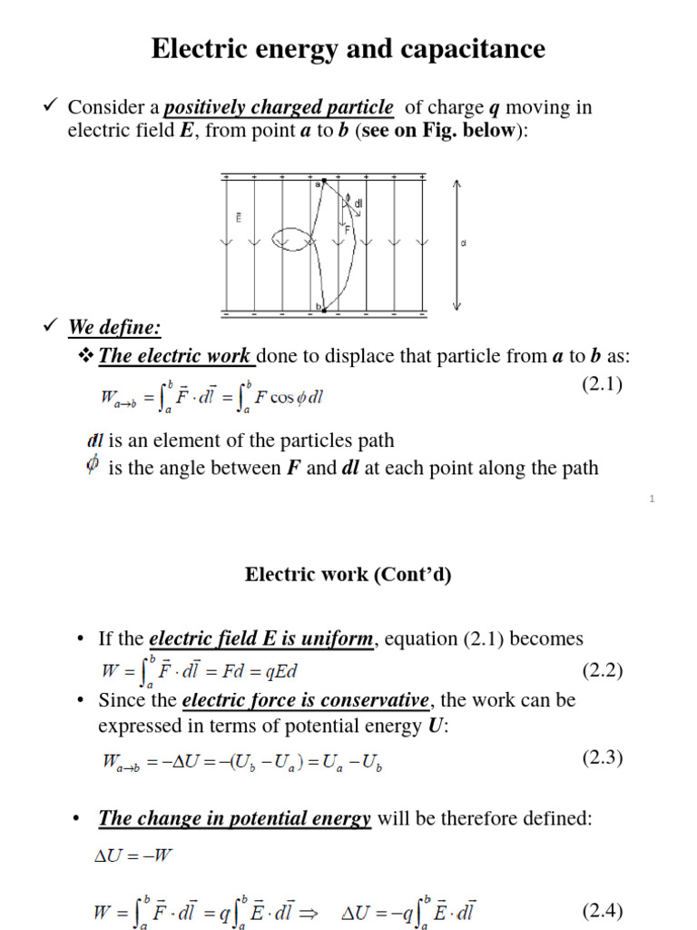 Unit - 2 - Electrical Energy and Capacitance | PDF | Capacitor | Capacitance