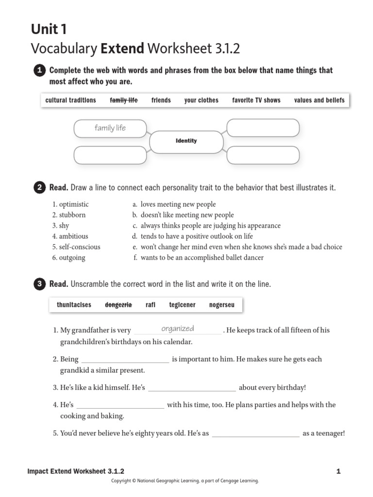 Impact3 U1 Vocabulary | PDF | Cognition | Social Psychology