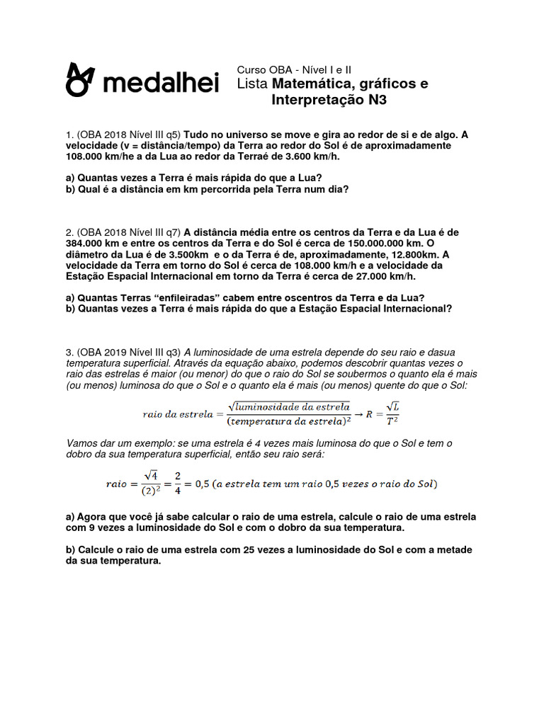 Lista 20 Matem C3 A1 Tica 2 C20 GR C3 A1 Ficos 20 e 20 Interpreta C3 A7 C3 A3 o | PDF | Terra ...
