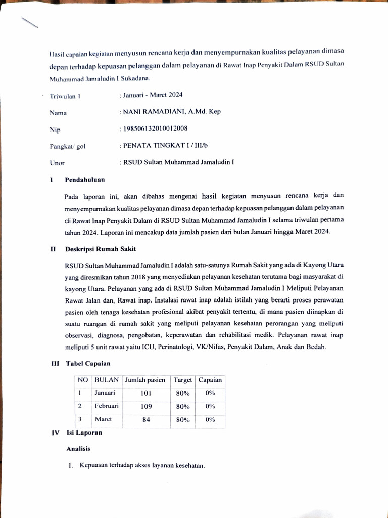 Depan Terhadap Kepuasan Pelanggan Dalam Pelayanan Di Rawat Inap Penyakit Dalam RSUD Sultan | PDF ...