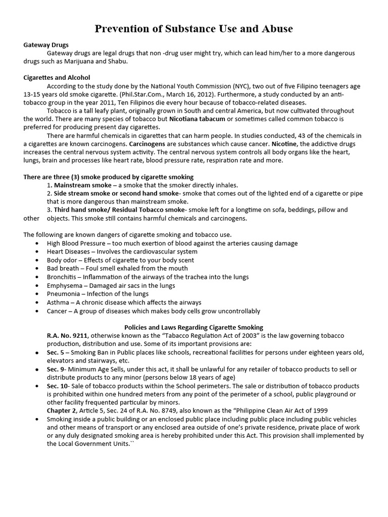 Gateway Drugs: Risks of Tobacco and Alcohol | PDF | Tobacco Smoking ...