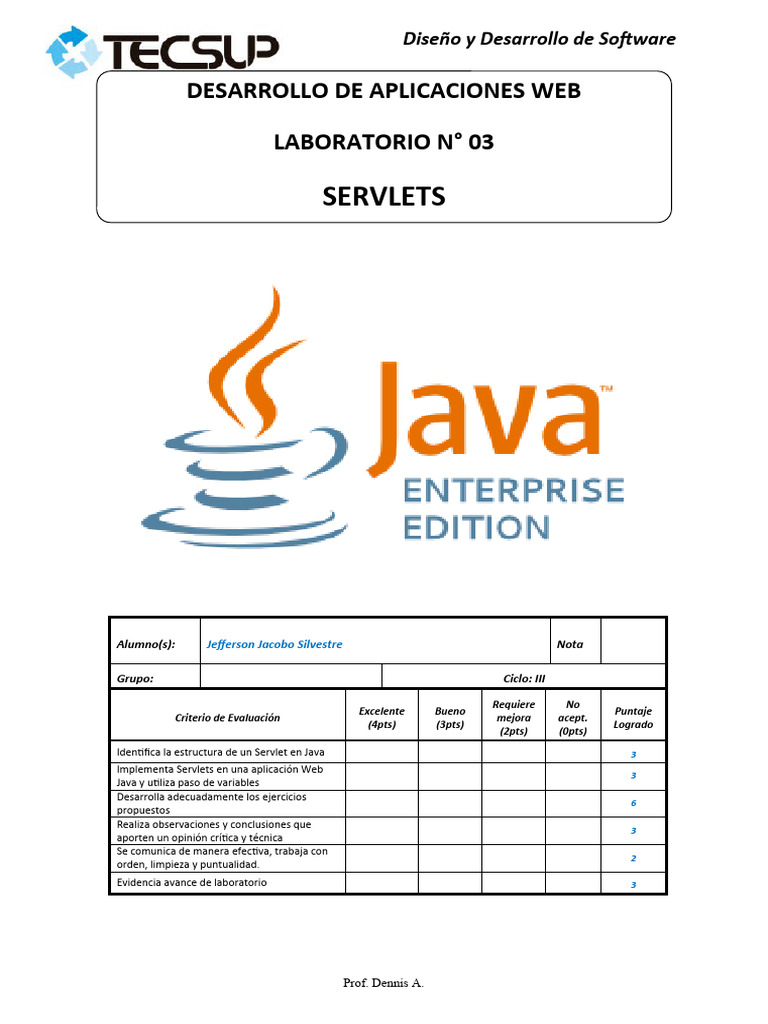 Laboratorio 3: Implementación de Servlets | PDF | Laboratorios ...