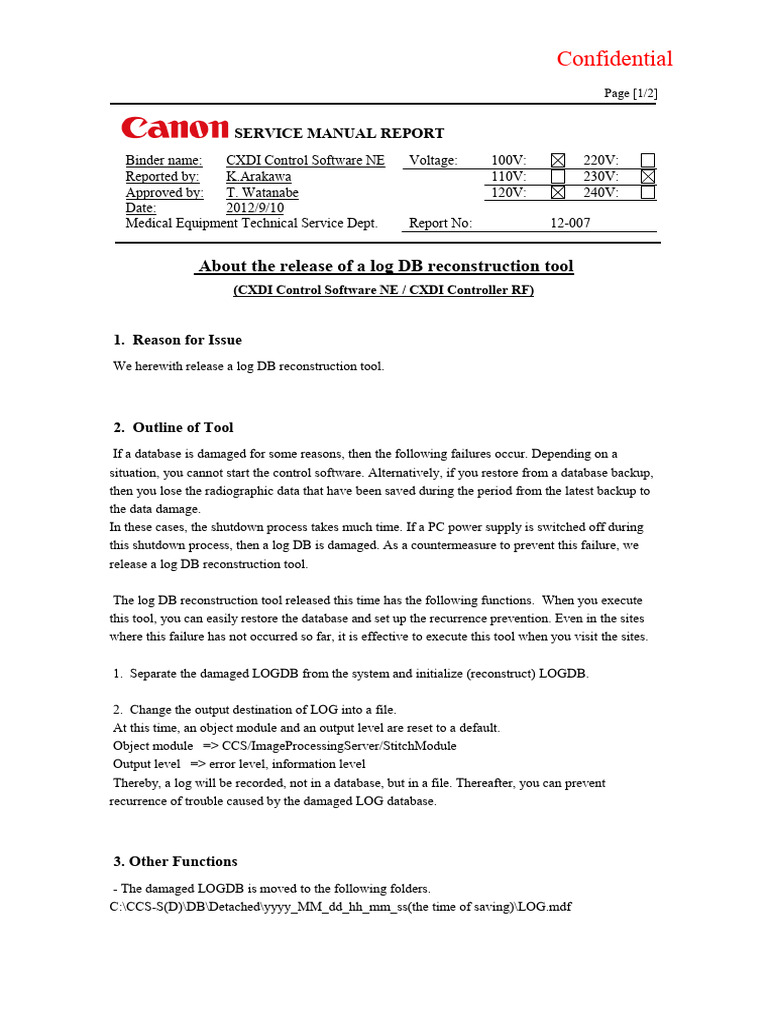 Log DB Tool for Medical Equipment | PDF | Databases | Software Engineering
