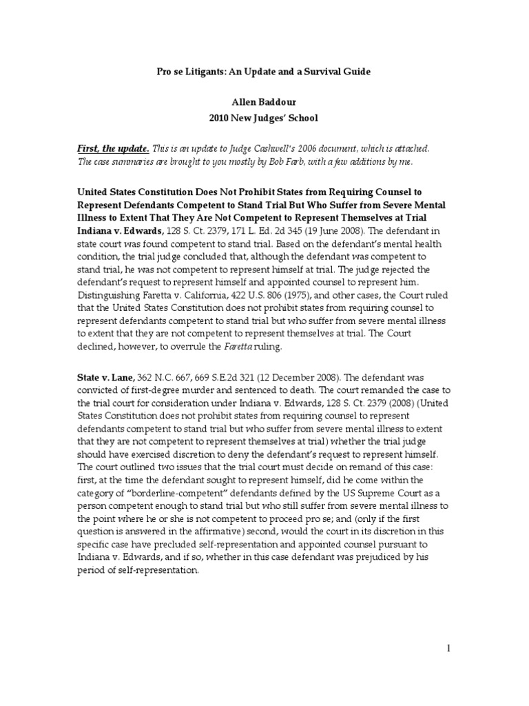 Pro Se Litigants Survival Guide Update | PDF | Pro Se Legal ...