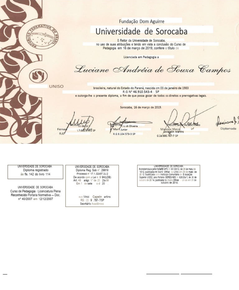 Diploma de Pedagogia UNISO | PDF